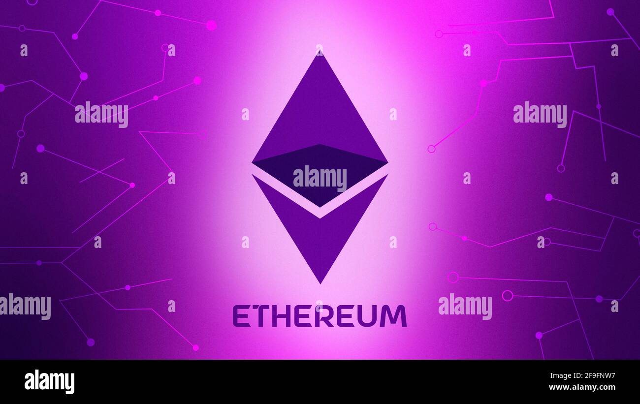 Ehtereum ETH symbol on gradient background with line and dot. Digital ...