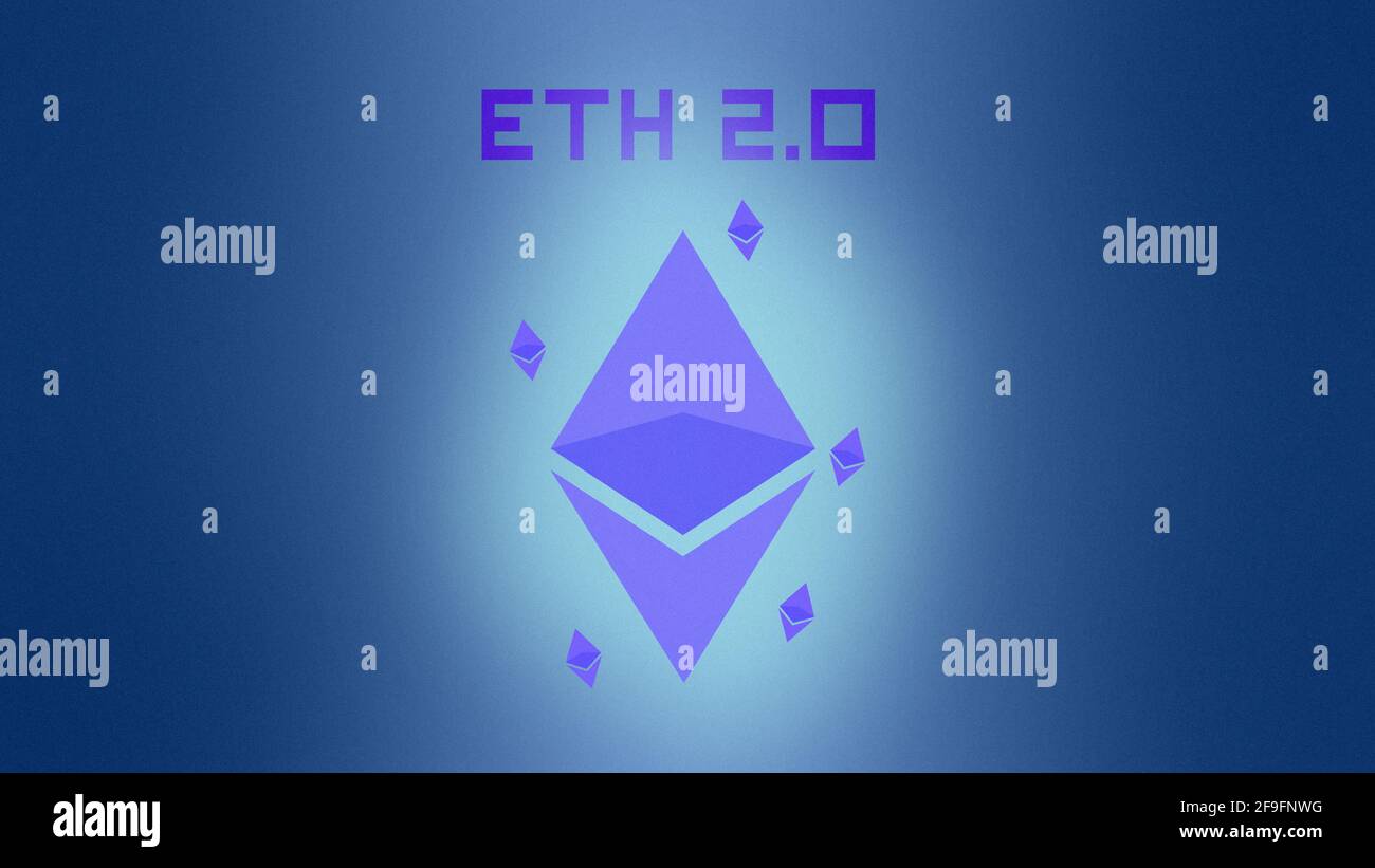 ETH 2.0 or Ethereum 2.0 updated symbol on gradient background ...