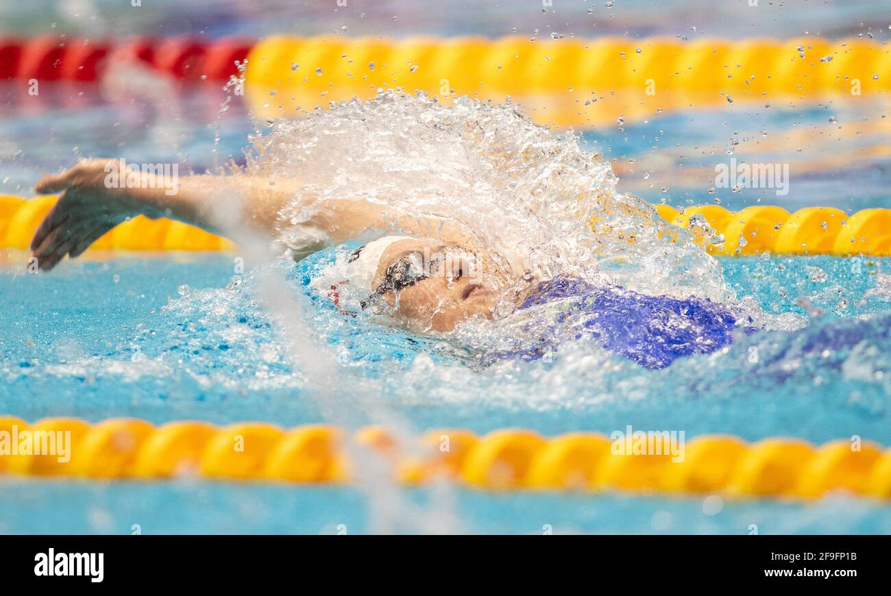 Berlin, Germany. 18th Apr, 2021. Swimming, Olympic qualification, final ...