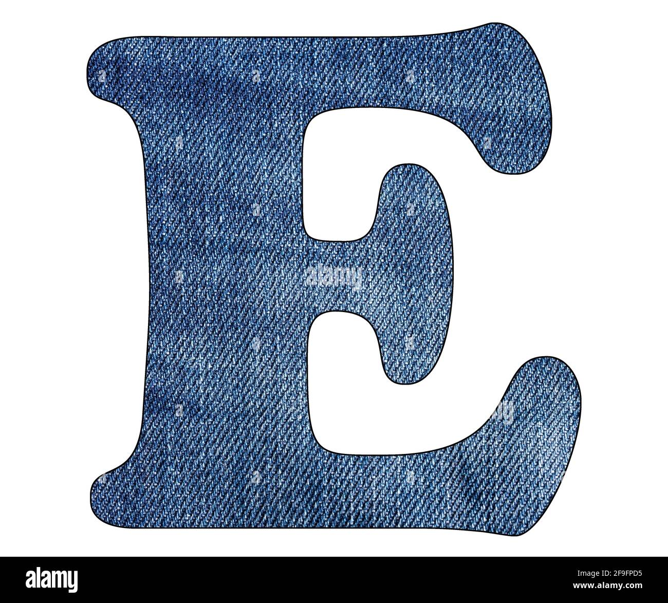 Letter E of the alphabet - Texture details of denim blue jeans Stock ...