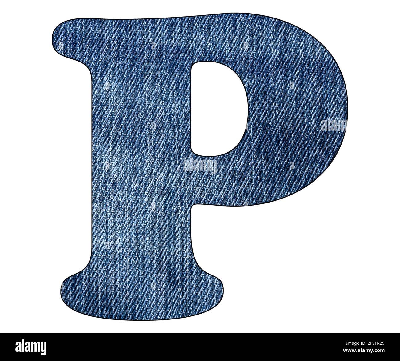 Letter P of the alphabet - Texture details of denim blue jeans Stock ...