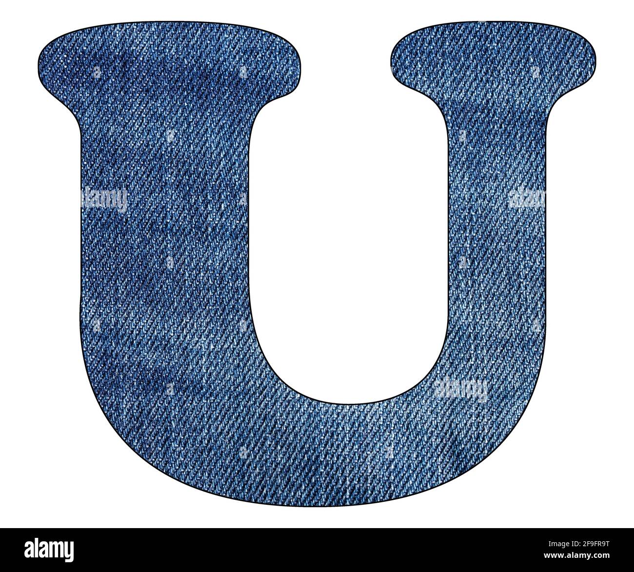 Letter U of the alphabet - Texture details of denim blue jeans Stock ...