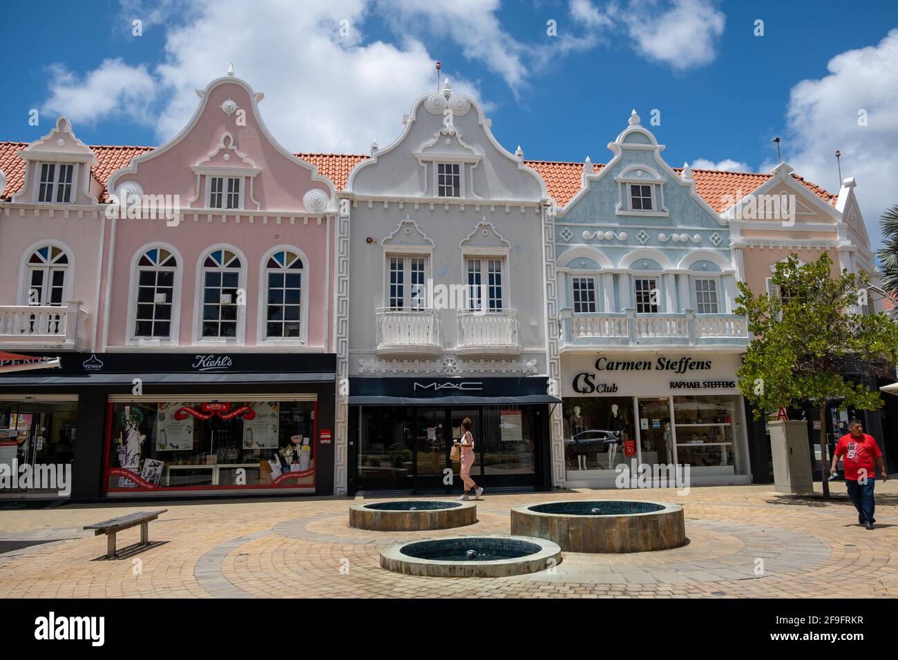 Oranjestad Aruba March 2021, downtown panorama with typical Dutch ...