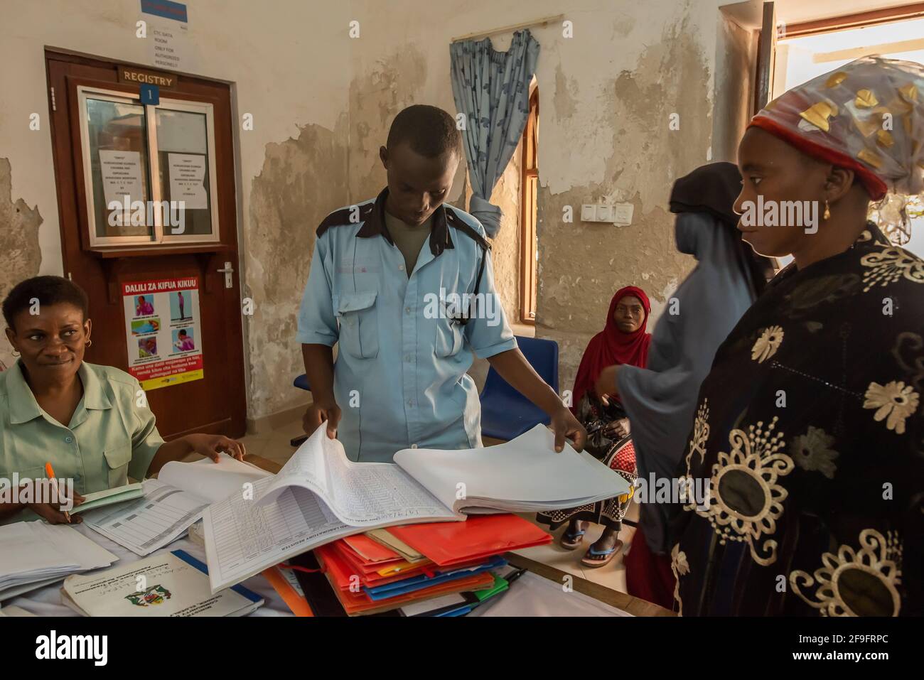 Dodoma, Tanzania. 10-10-2018. Black muslim staff from a rural hospital ...