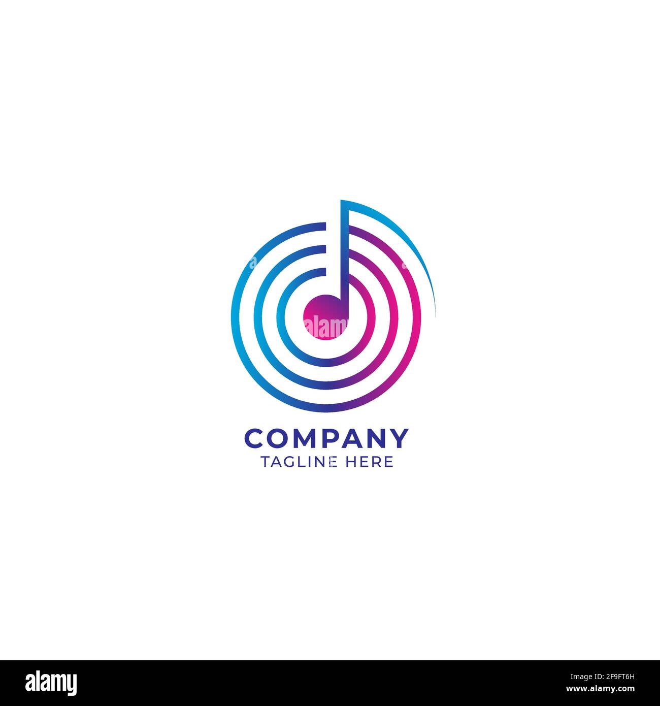 Colorful musical note with concentric circles vector illustration ...