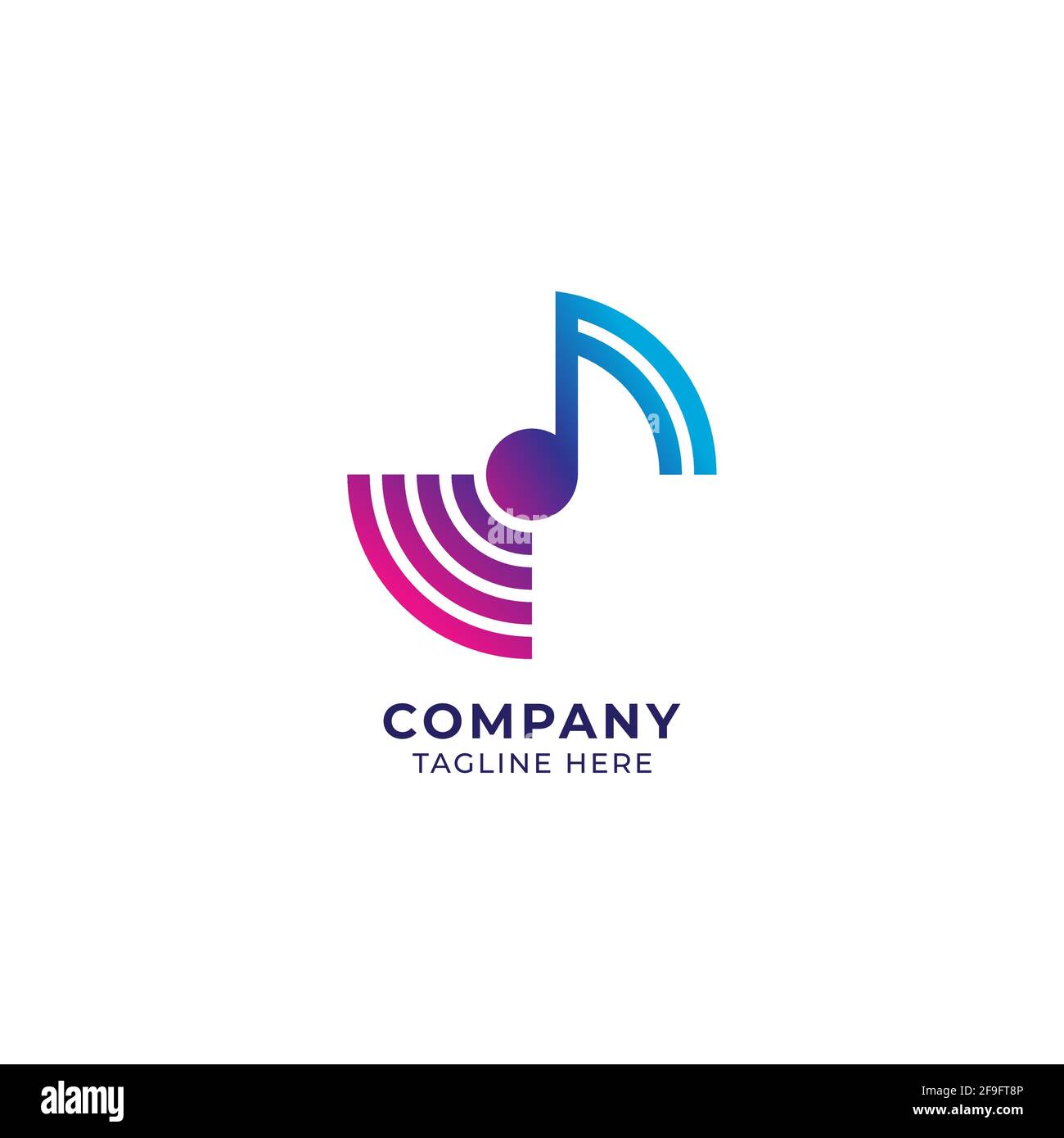 Colorful musical note with signal wave. Music and Technology logo ...