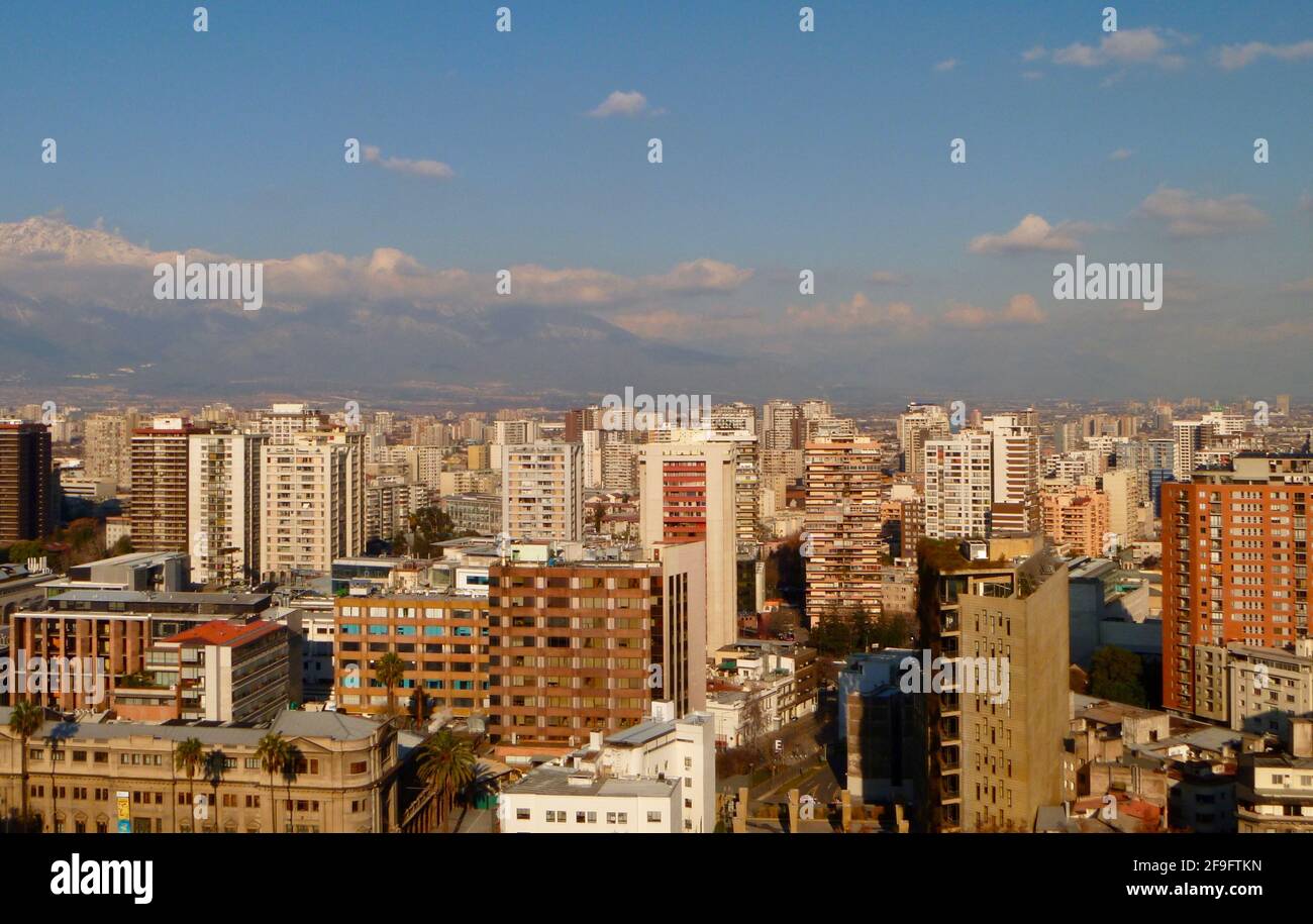 Santiago de Chile City skyline with the Andes Stock Photo - Alamy