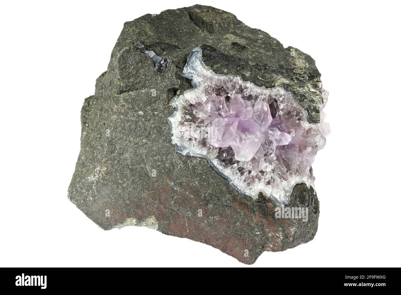 amethyst geode from Ardownie Quarry, Scotland isolated on white ...
