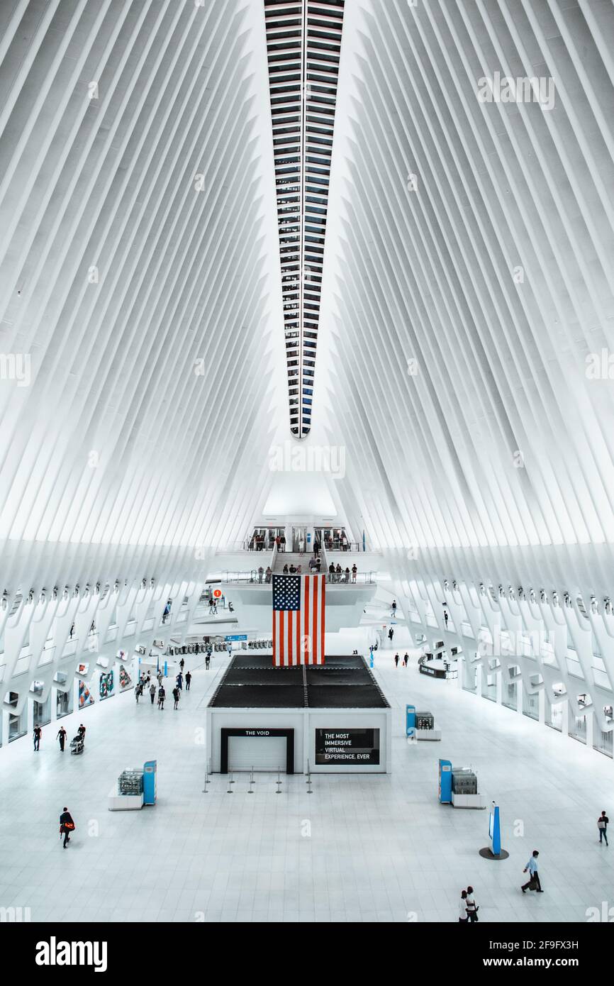 NEW YORK, UNITED STATES - Mar 19, 2020: Inside The Oculus building by ...
