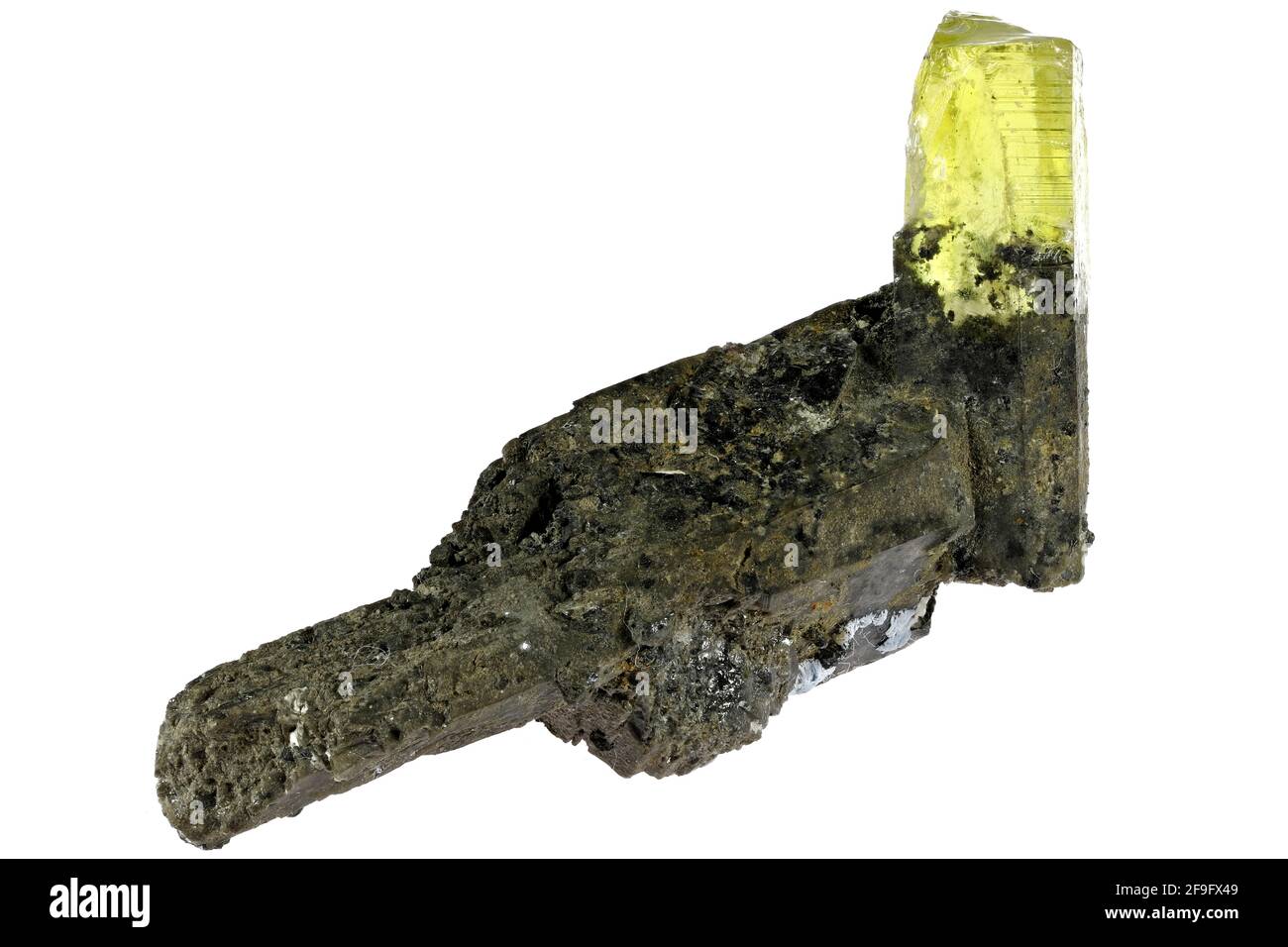 anglesite crystal on matrix from Toussit Mine, Morocco isolated on ...