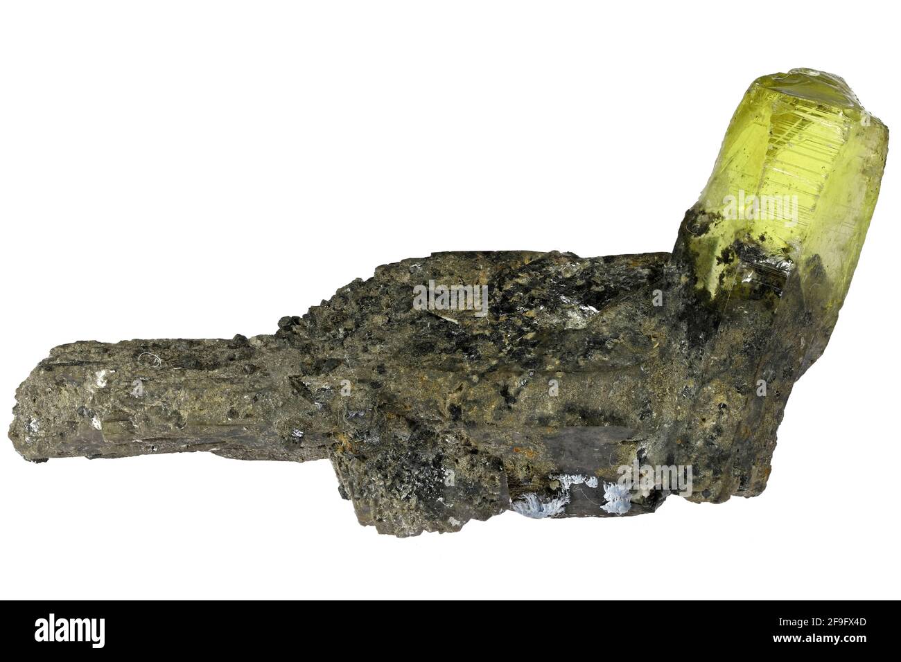 anglesite crystal on matrix from Toussit Mine, Morocco isolated on ...