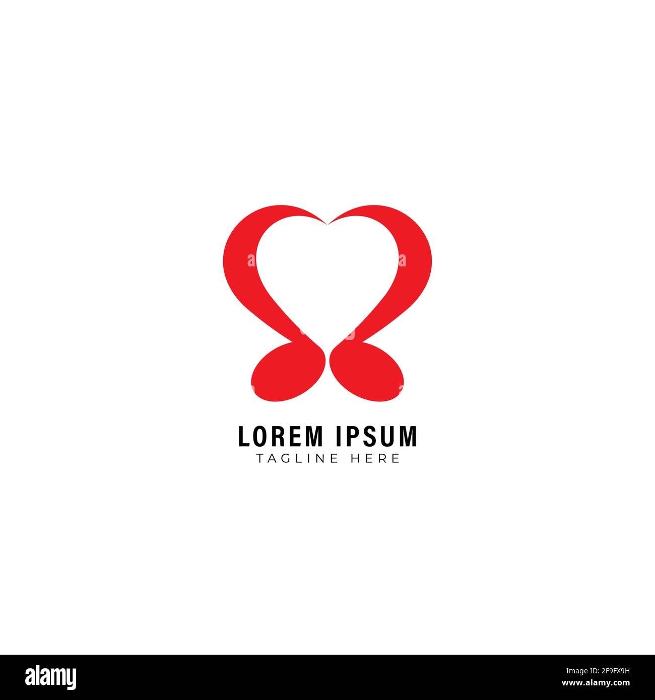 Twin red musical note form a heart. Love Music logo design template ...