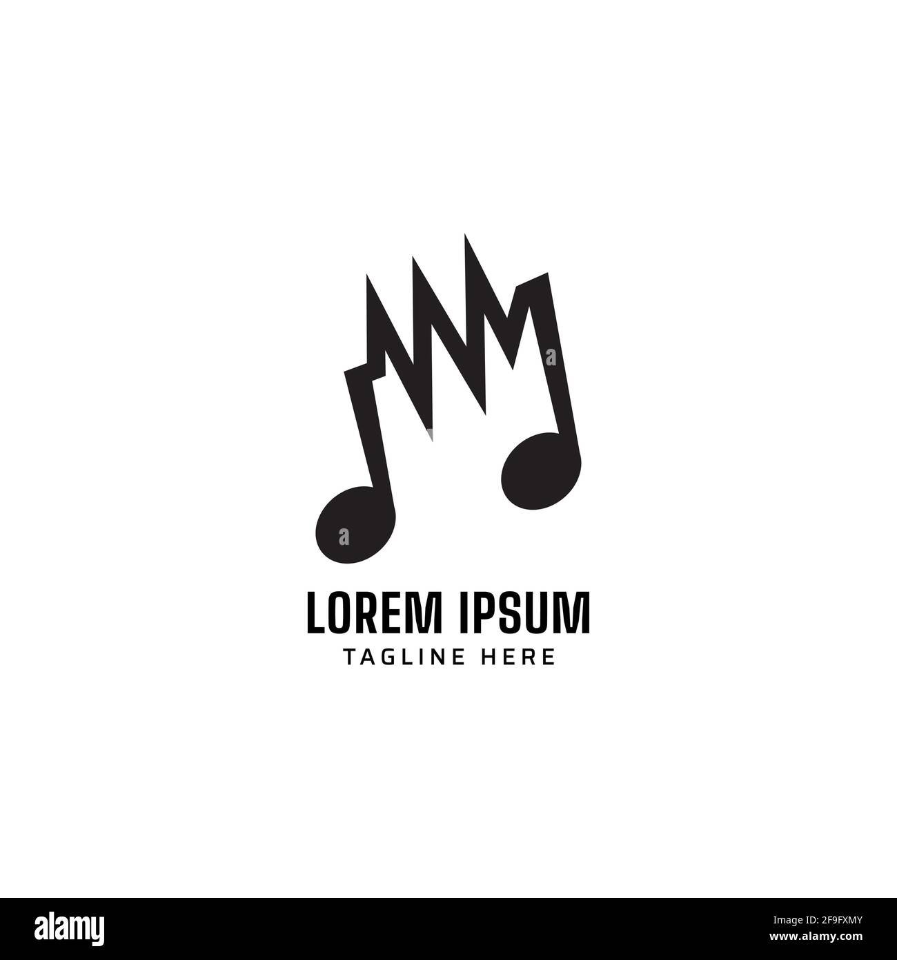 Black Musical Note, Beamed Eighth Notes with Pulse. Music Wave logo ...