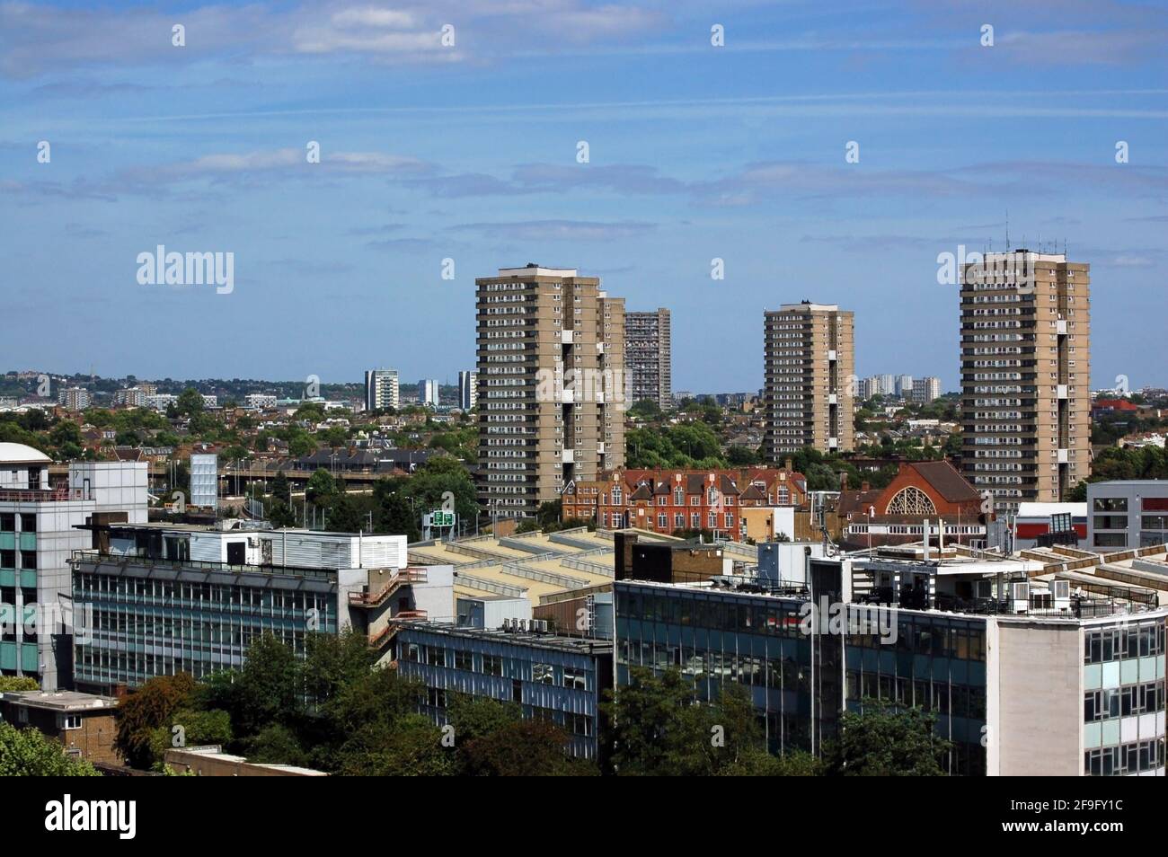 A view of the skyline of North West London with the tower blocks of ...