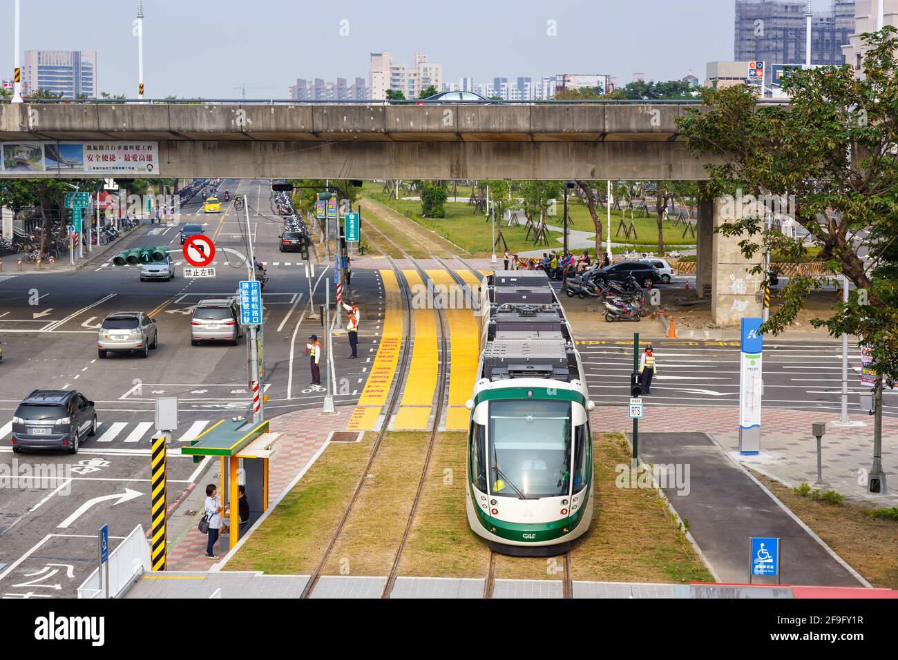 Kaohsiung, Taiwan - October 17, 2015: Tram Light Rail public transport ...