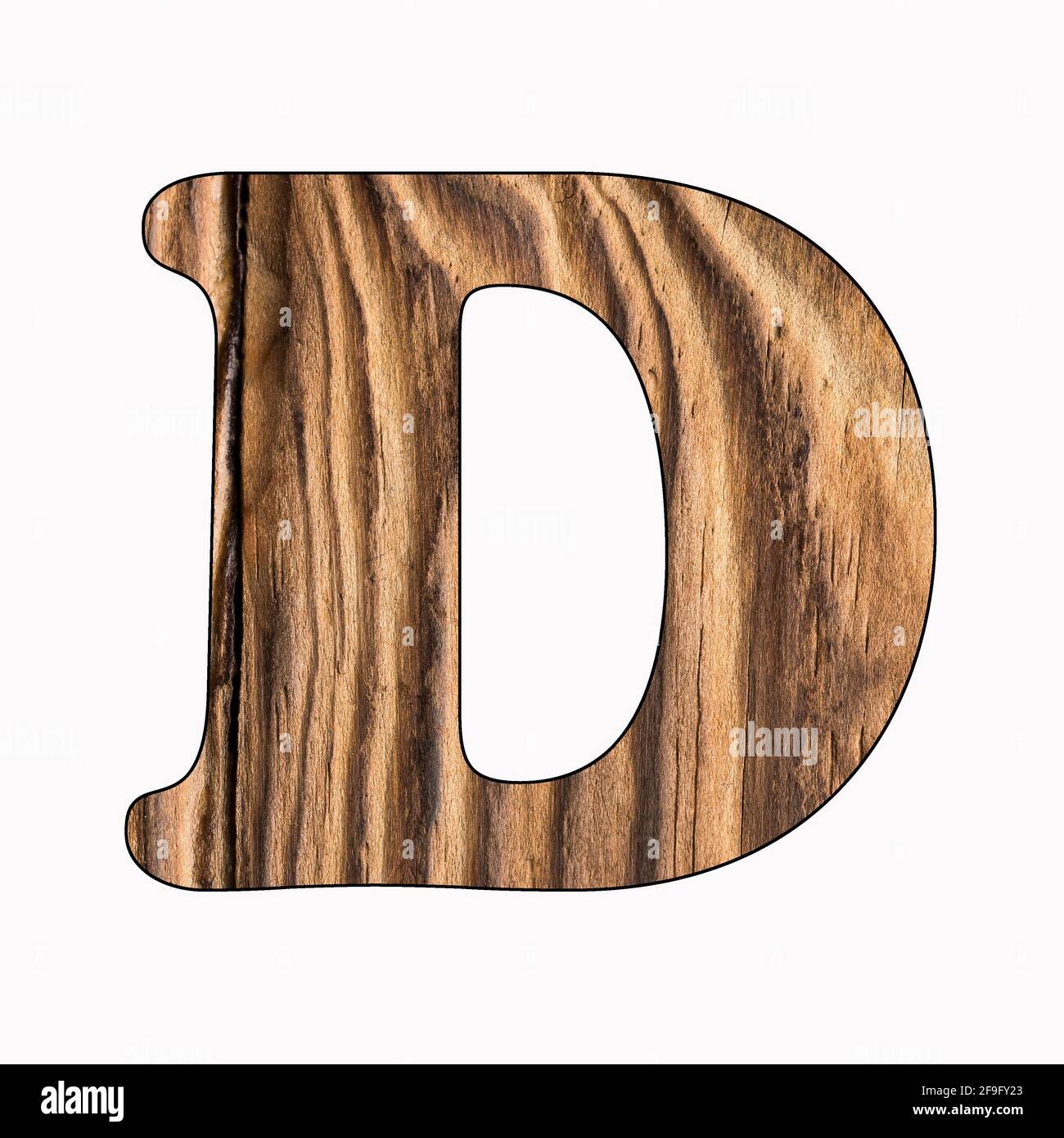 D, Rustic wooden alphabet letter on white background Stock Photo - Alamy