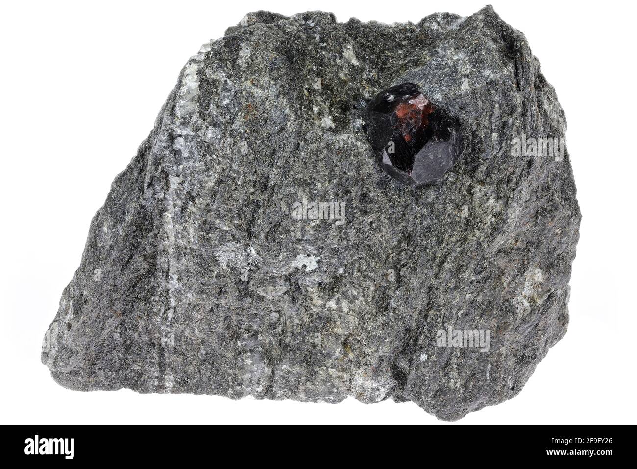garnet on matrix from Fort Wrangel, Alaska isolated on white background ...
