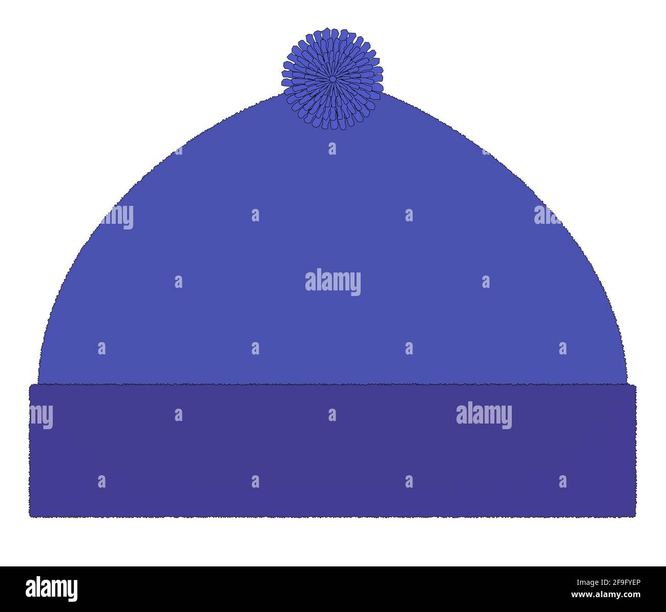 A graphic illustration of a Bobble Hat in Blue for use as an icon, logo ...