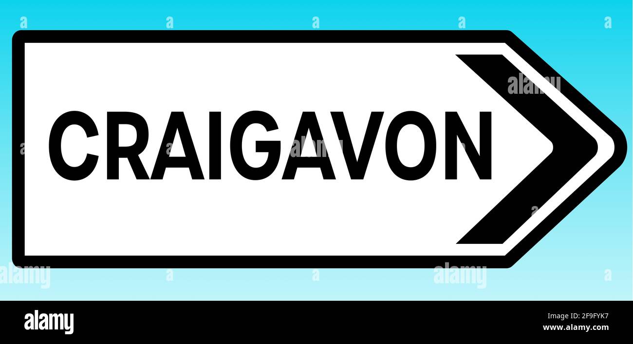 A graphic illlustration of a British road sign pointing to Craigavon ...
