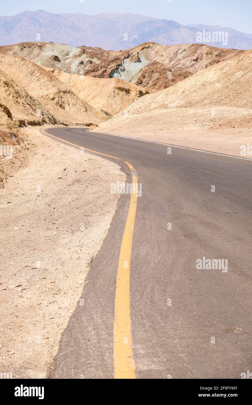Road Curve Around at Artists Scenic Loop Drive at Death Valley National ...
