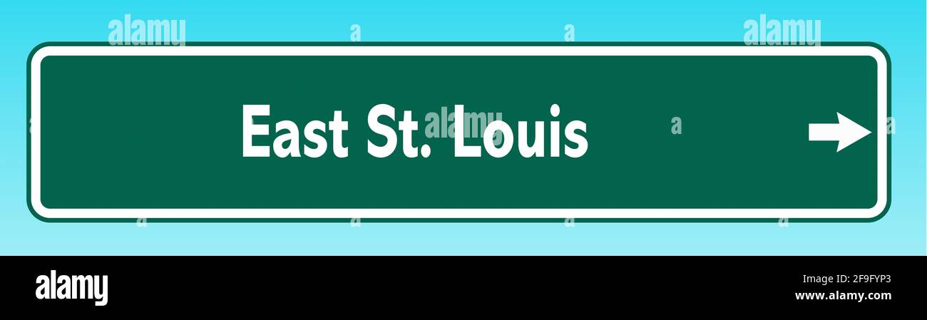 A graphic illlustration of an American road sign pointing to East St ...