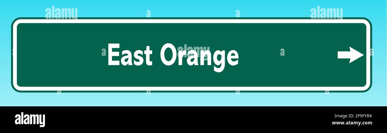 A graphic illlustration of an American road sign pointing to East ...