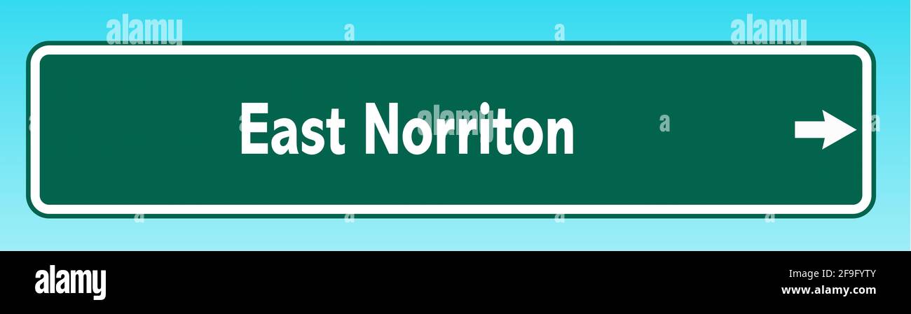 A graphic illlustration of an American road sign pointing to East ...