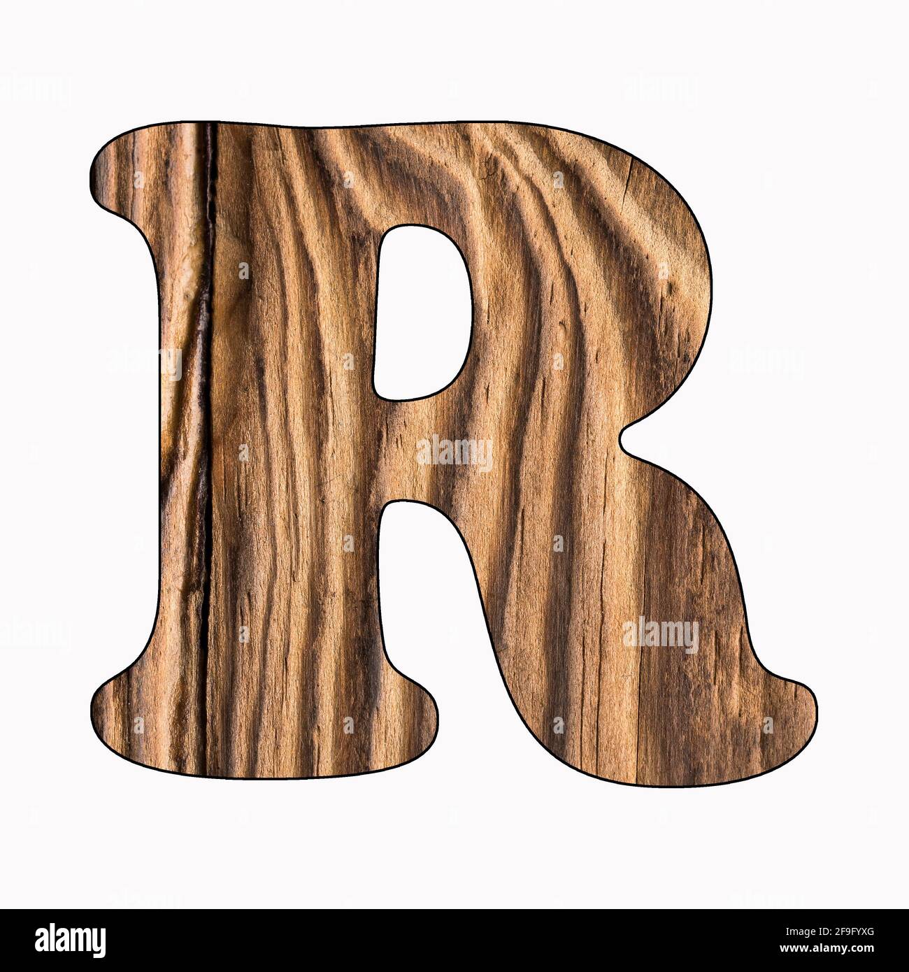 R, Rustic wooden alphabet letter on white background Stock Photo - Alamy