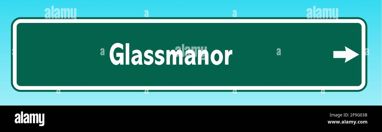 A graphic illlustration of an American road sign pointing to Glassmanor ...