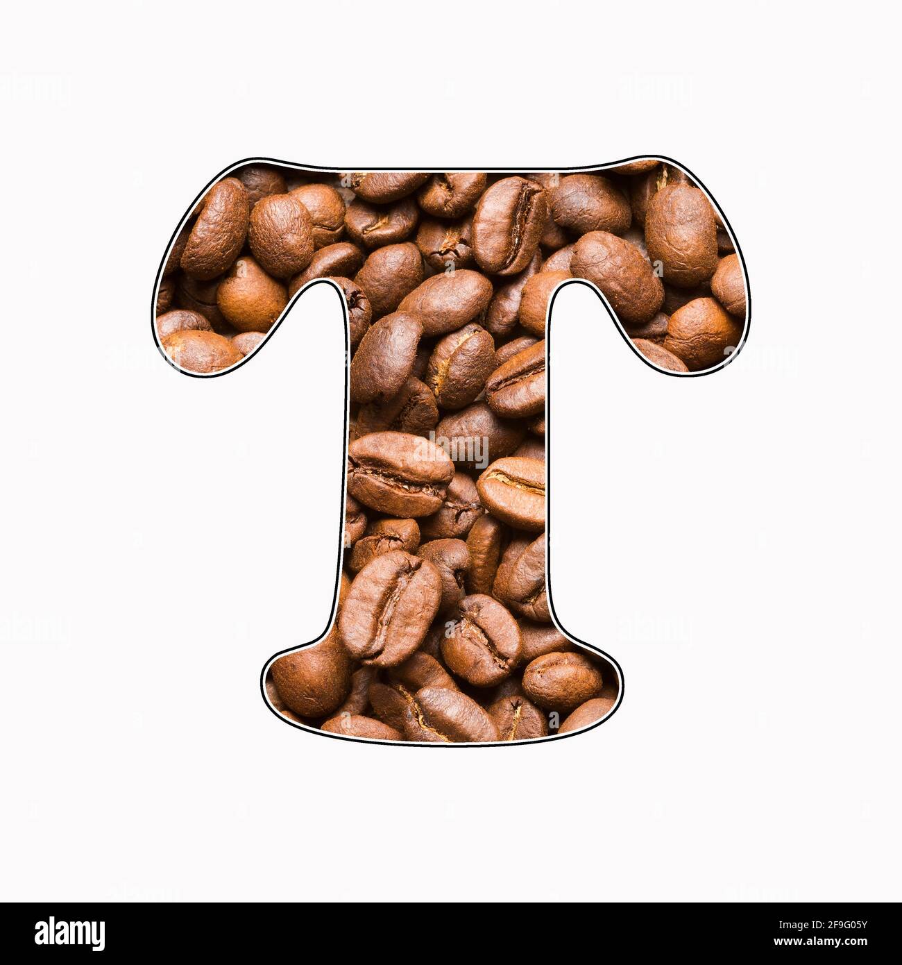 T, letter of the alphabet - coffee beans background. Coffea Stock Photo ...