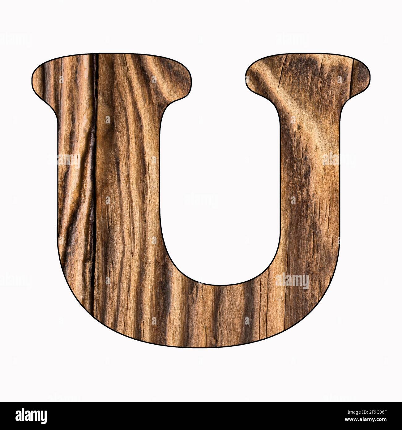 U, Rustic wooden alphabet letter on white background Stock Photo - Alamy