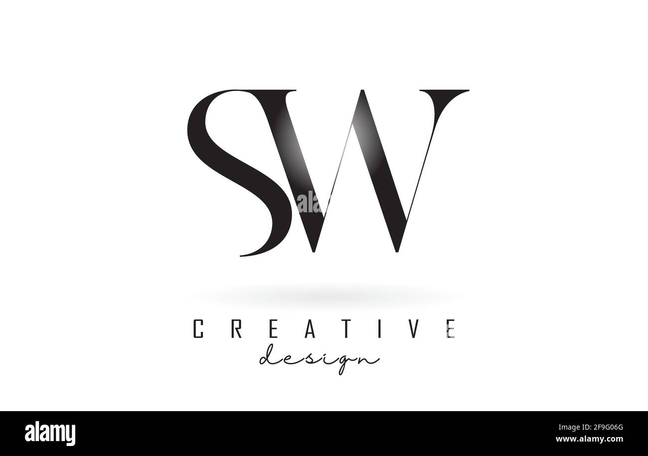 SW s w letter design logo logotype concept with serif font and elegant ...