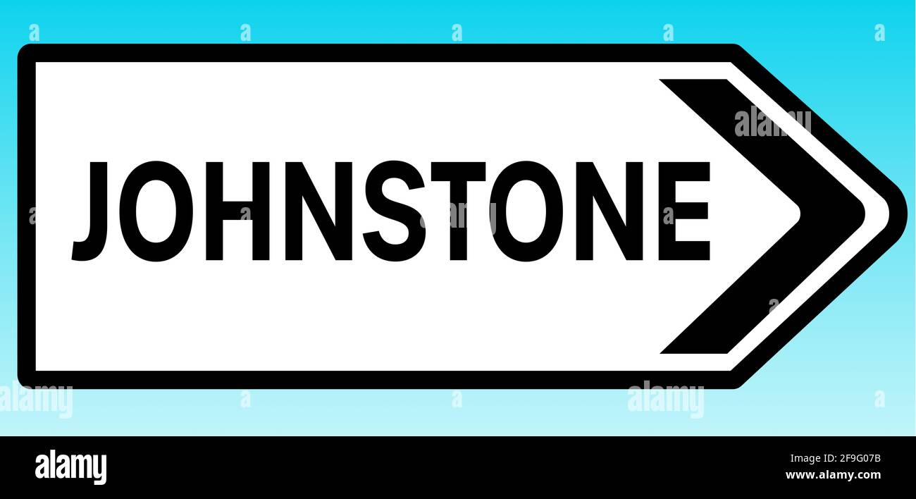 A graphic illlustration of a British road sign pointing to Johnstone ...
