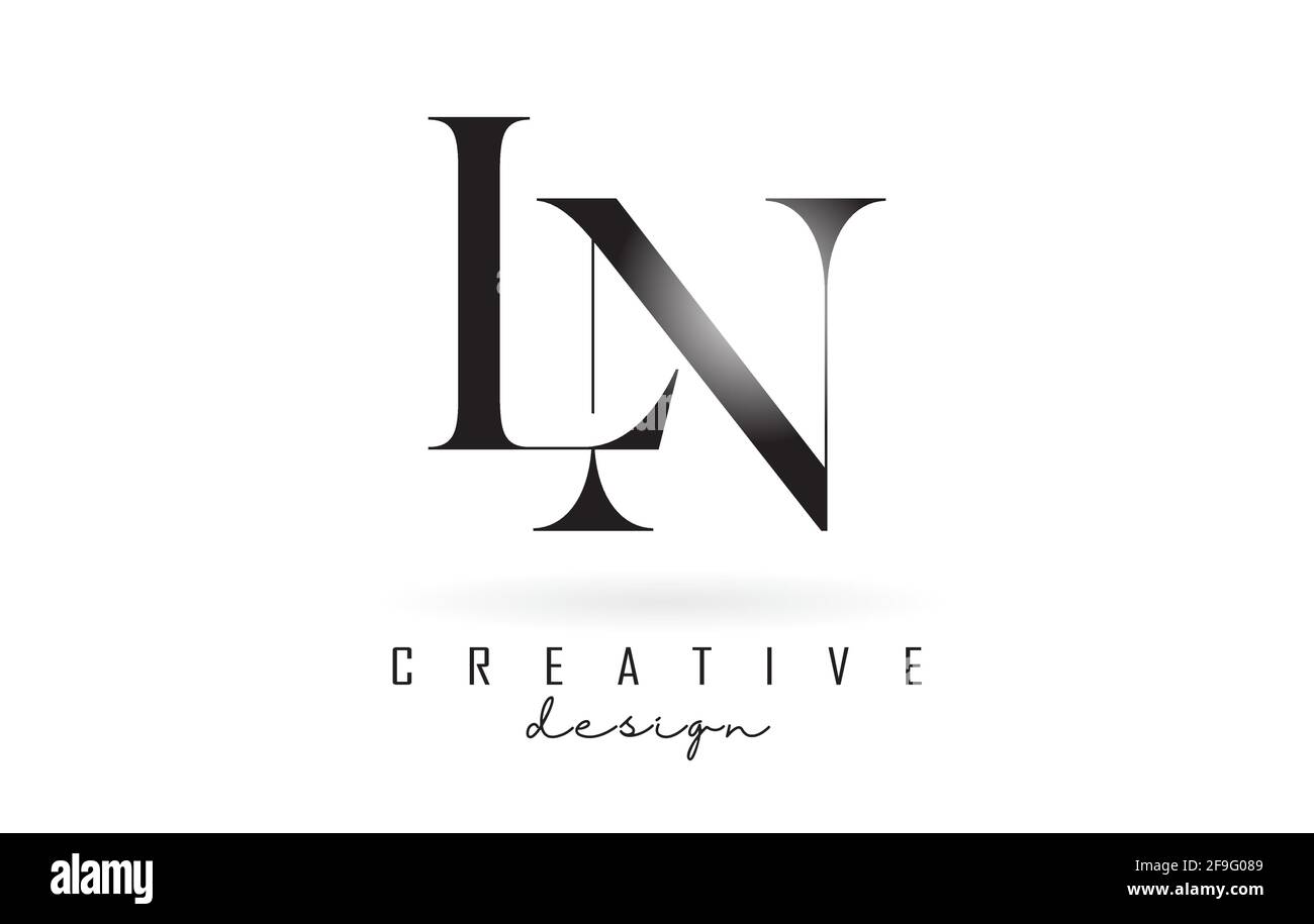 LN l n letter design logo logotype concept with serif font and elegant ...