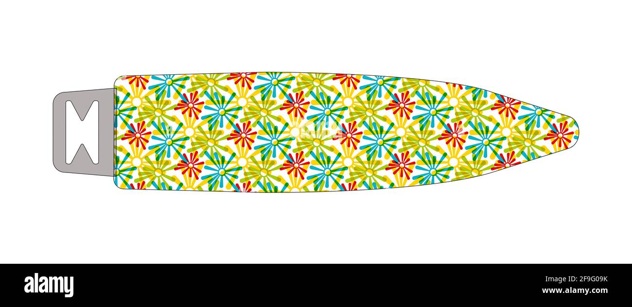 A graphic illustration of an Ironing Board in floral pattern for use as ...