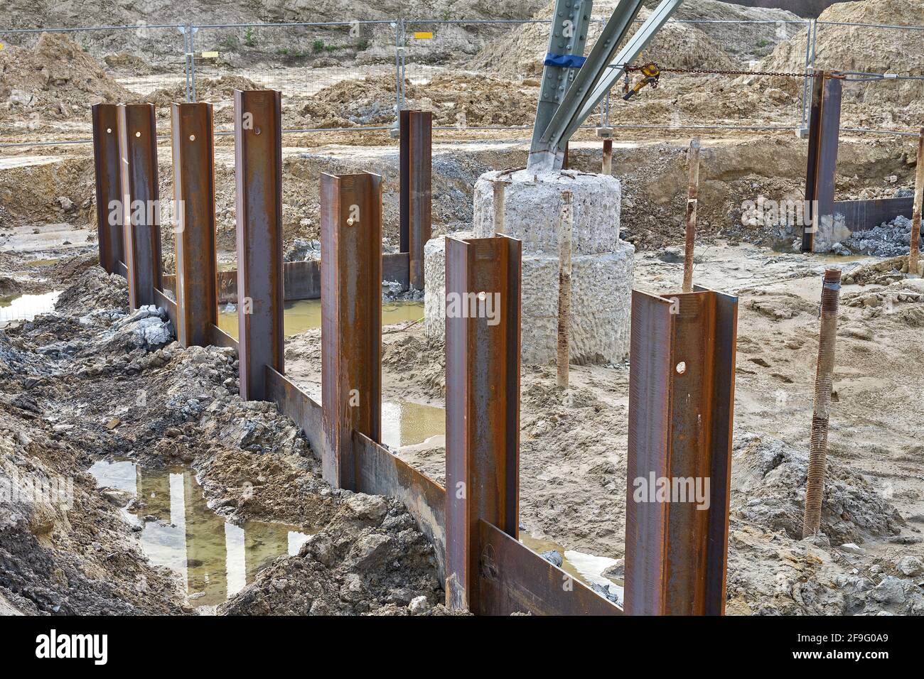 High voltage pylon, maintenance, foundation work, reinforcement Stock ...