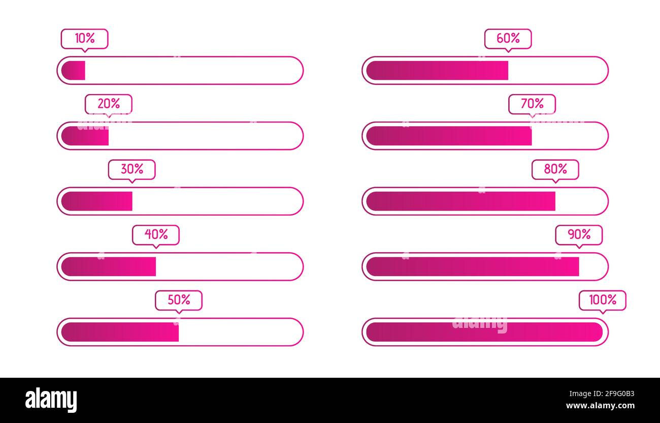 Progress loading bar. Vector download graphic. 10 to 100 completed ... Progress loading bar. Vector download graphic. 10 to 100 completed ...