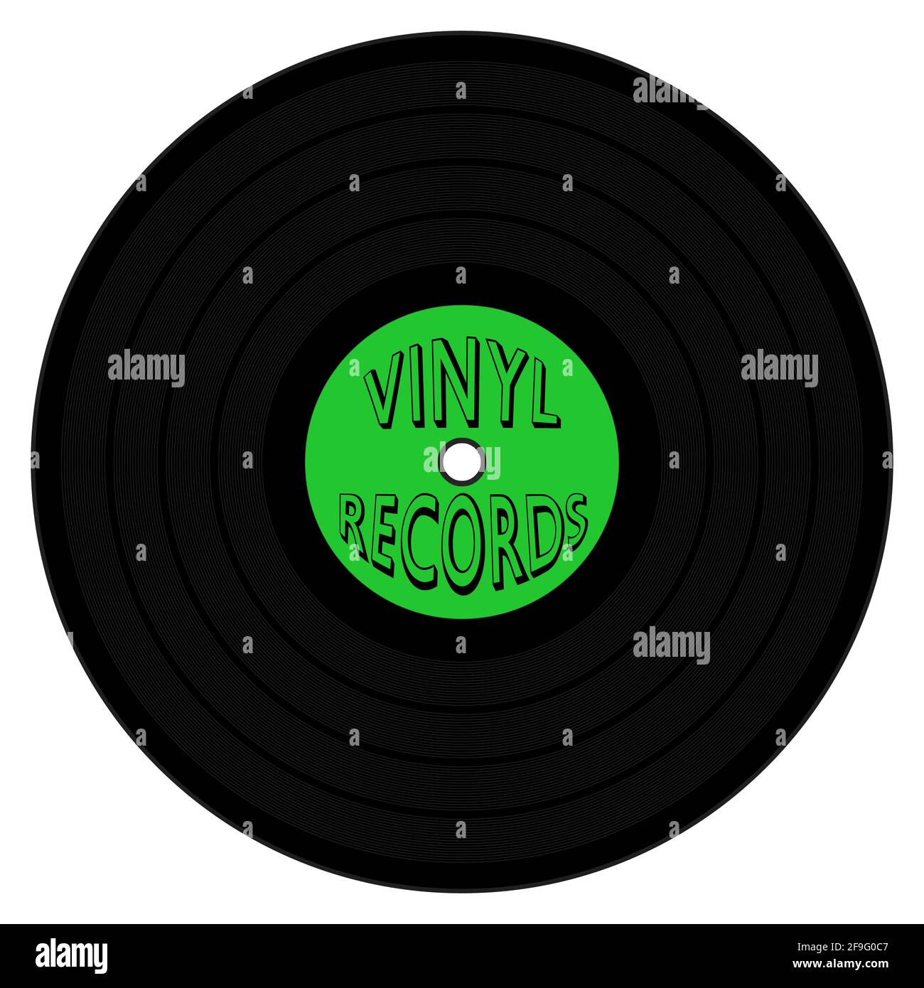 A graphic illustration of an LP with Green label and Vinyl Record text ...