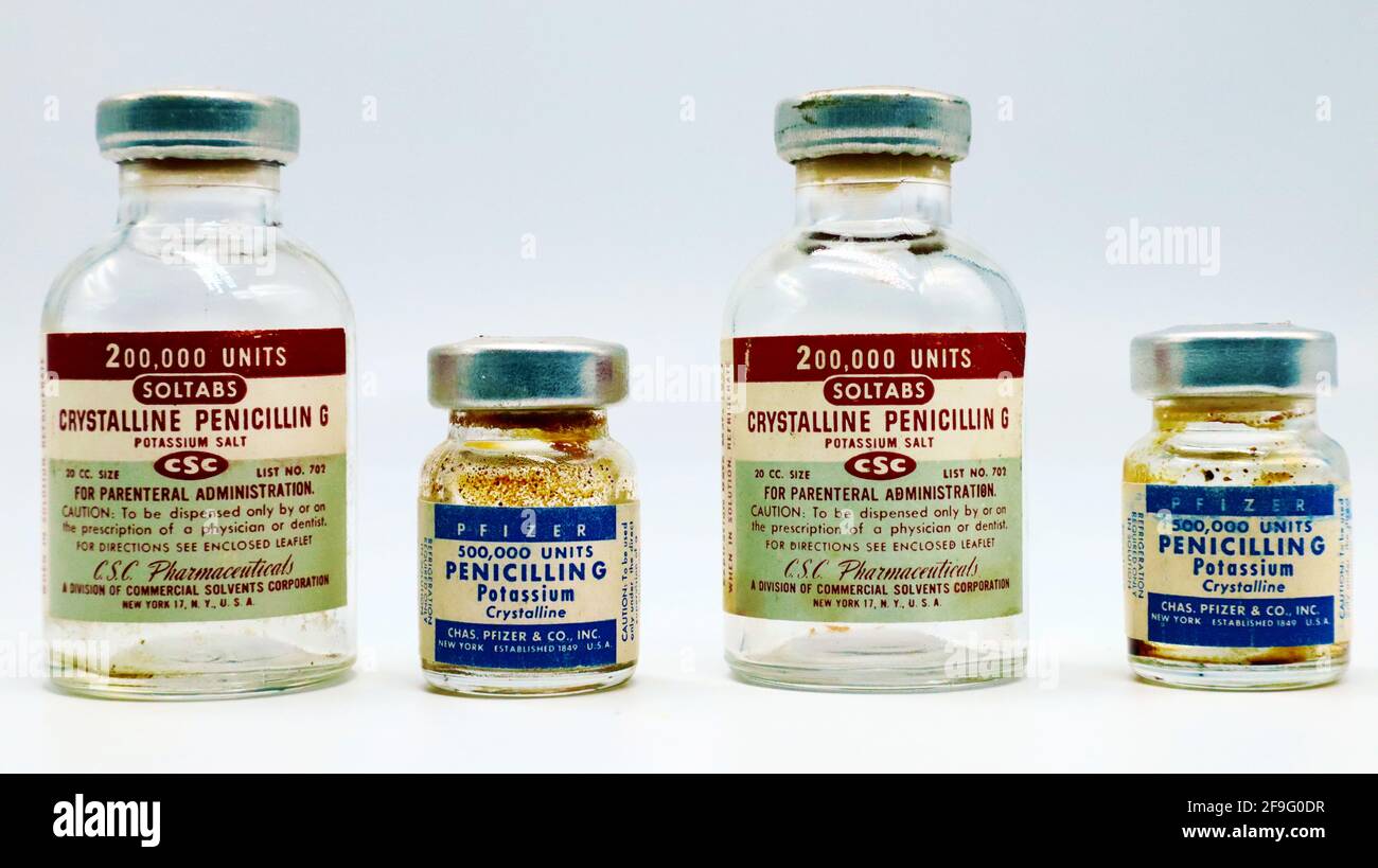 Vintage 1950s Vials of PENICILLIN G Produced by CSC Pharmaceuticals and ...