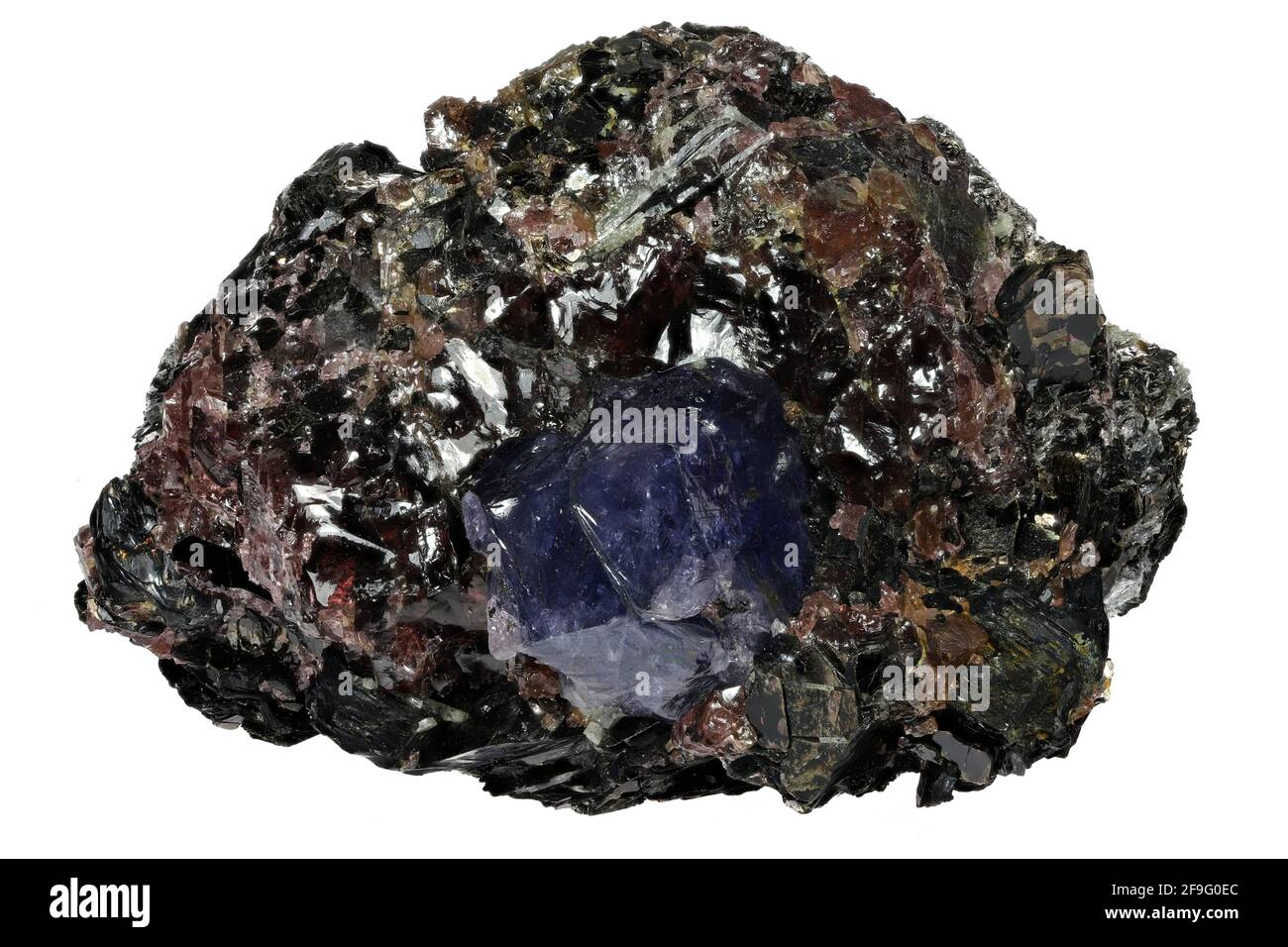 sapphire on matrix from Zazafotsy Quarry, Madagascar isolated on white ...