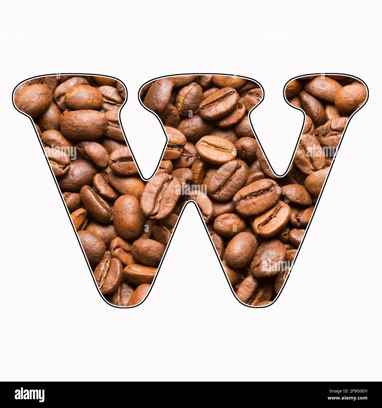 W, letter of the alphabet - coffee beans background. Coffea Stock Photo ...