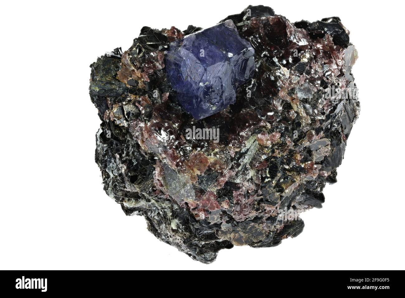 sapphire on matrix from Zazafotsy Quarry, Madagascar isolated on white ...