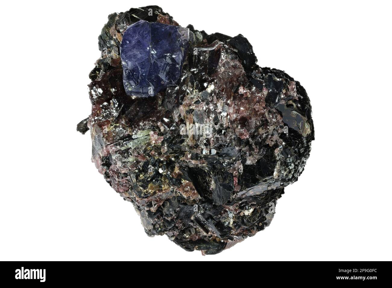 sapphire on matrix from Zazafotsy Quarry, Madagascar isolated on white ...