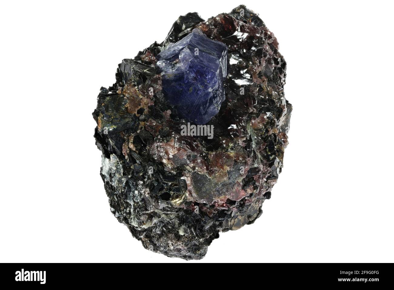 sapphire on matrix from Zazafotsy Quarry, Madagascar isolated on white ...