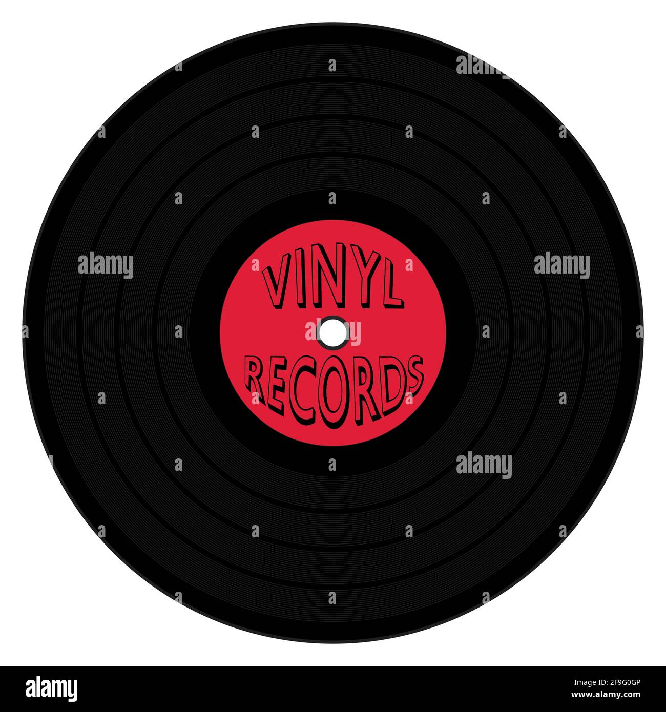 A graphic illustration of an LP with Red label and Vinyl Record text ...