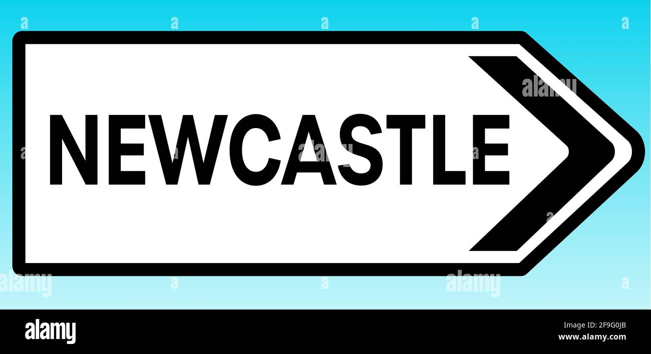 A graphic illlustration of a British road sign pointing to Newcastle ...
