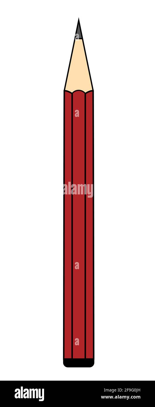 A graphic illustration of a Pencil in Red for use as an icon, logo or ...