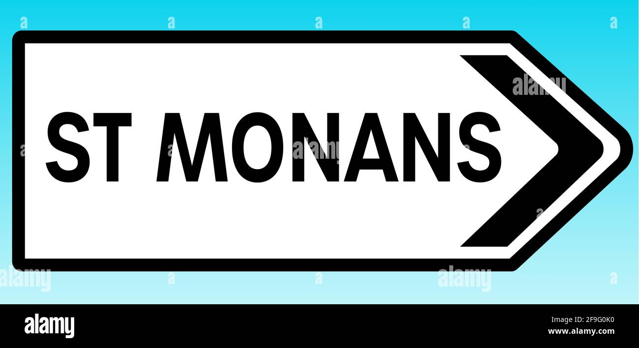 A graphic illlustration of a British road sign pointing to St Monans ...