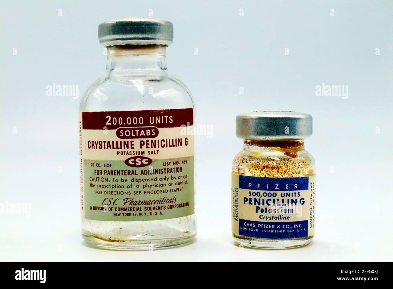 Vintage 1950s Vials of PENICILLIN G Produced by CSC Pharmaceuticals and ...