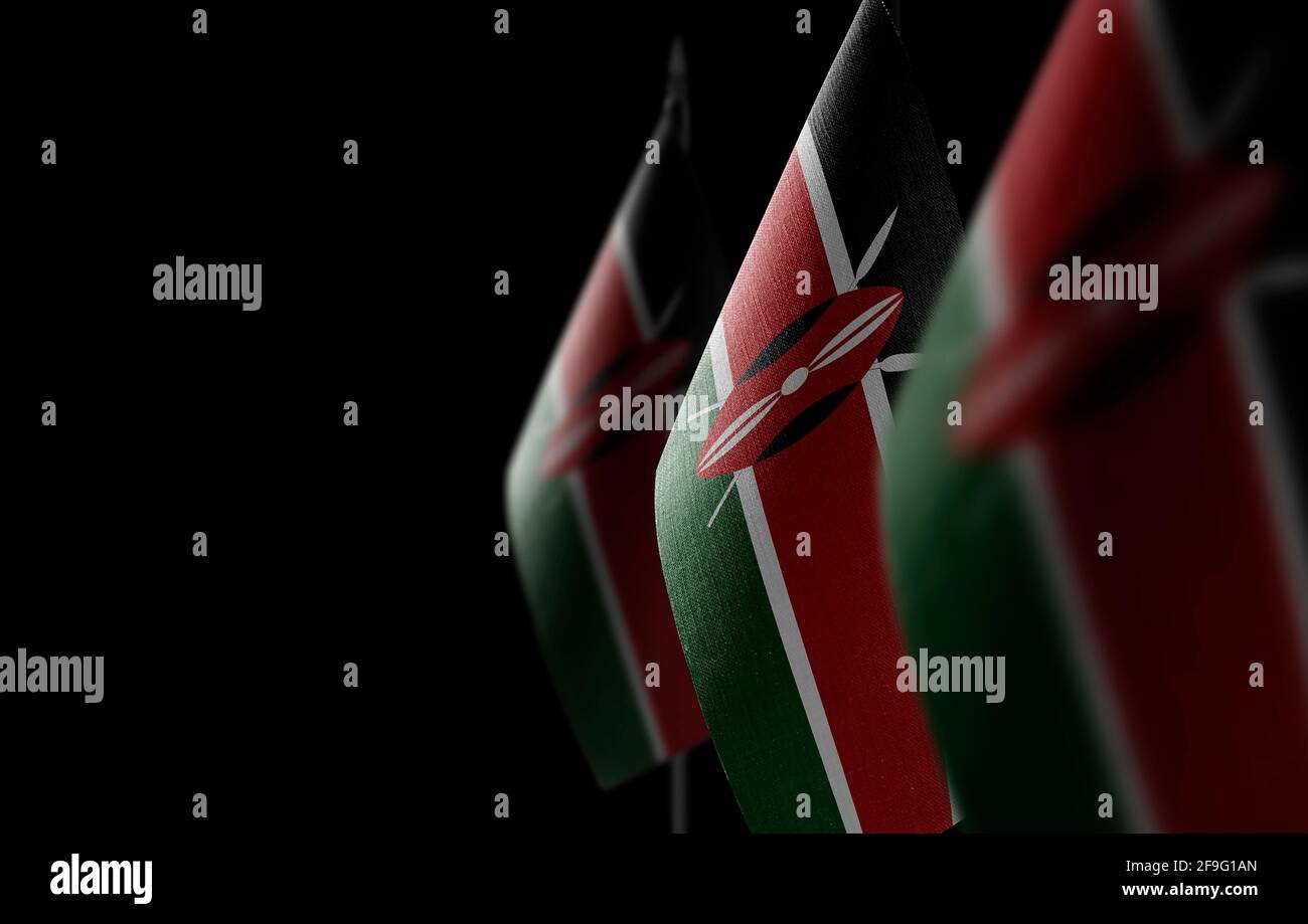Small national flags of the Kenya on a black background Stock Photo - Alamy